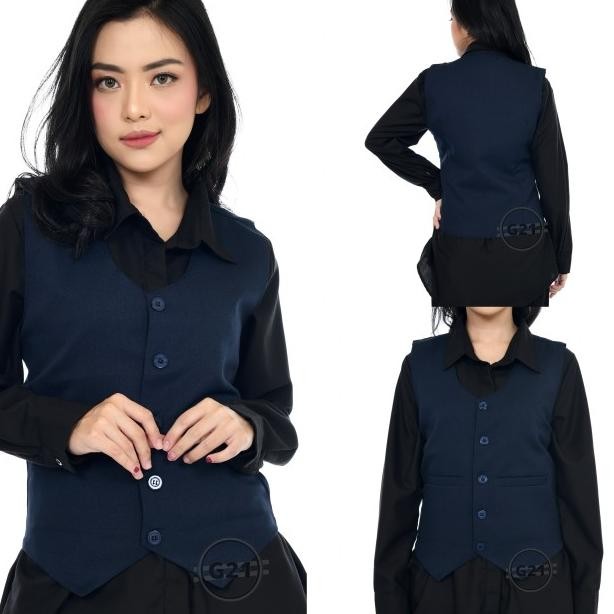 Jual Rompi Vest Jas Formal Wanita Hitam Slimfit Bahan Kerja Kantor ...