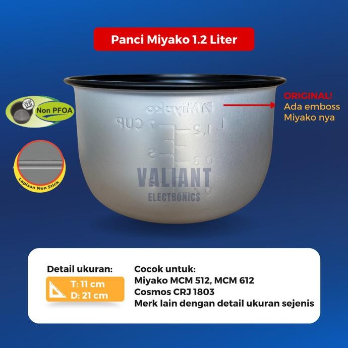 Jual Panci Rice Cooker Magic Com Miyako 0,6 1,2 1,8 2,2 Liter (DIJAMIN ...