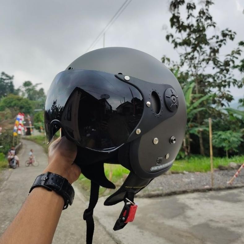 Jual Kekinian Helm Bogo Retro Pilot Full Leher Sni Original Original ...