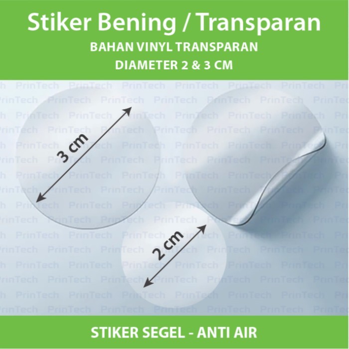 Jual Stiker Transparan Bening Polos Bulat Stiker Segel / Label 2 cm ...