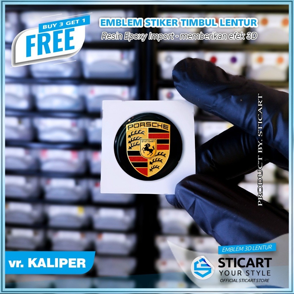 Jual EMBLEM PORSCHE TIMBUL STIKER MOTOR KALIPER 3D KALIPER REM ...