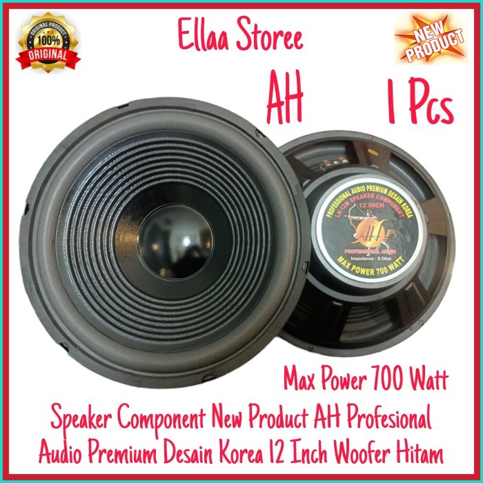 Jual SPEAKER COMPONENT AH 12 INCH WOOFER HITAM MAGNET BESAR 700 WATT 8 OHM | Shopee Indonesia