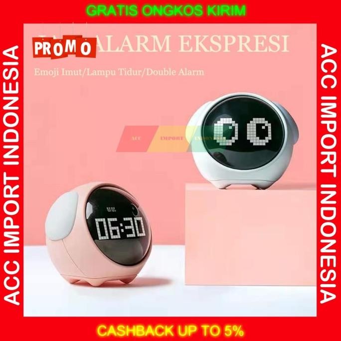 Jual Jam Alarm Karakter Emoji Pink Lucu Jam Weker Meja Clock Tidur ...