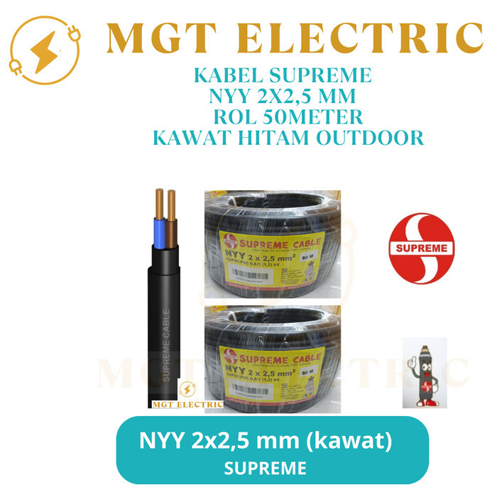 Jual Jual! Kabel Listrik Nyy 2X2.5 2X2,5 Mm Kawat Hitam Supreme 50M 50Meter | Shopee Indonesia