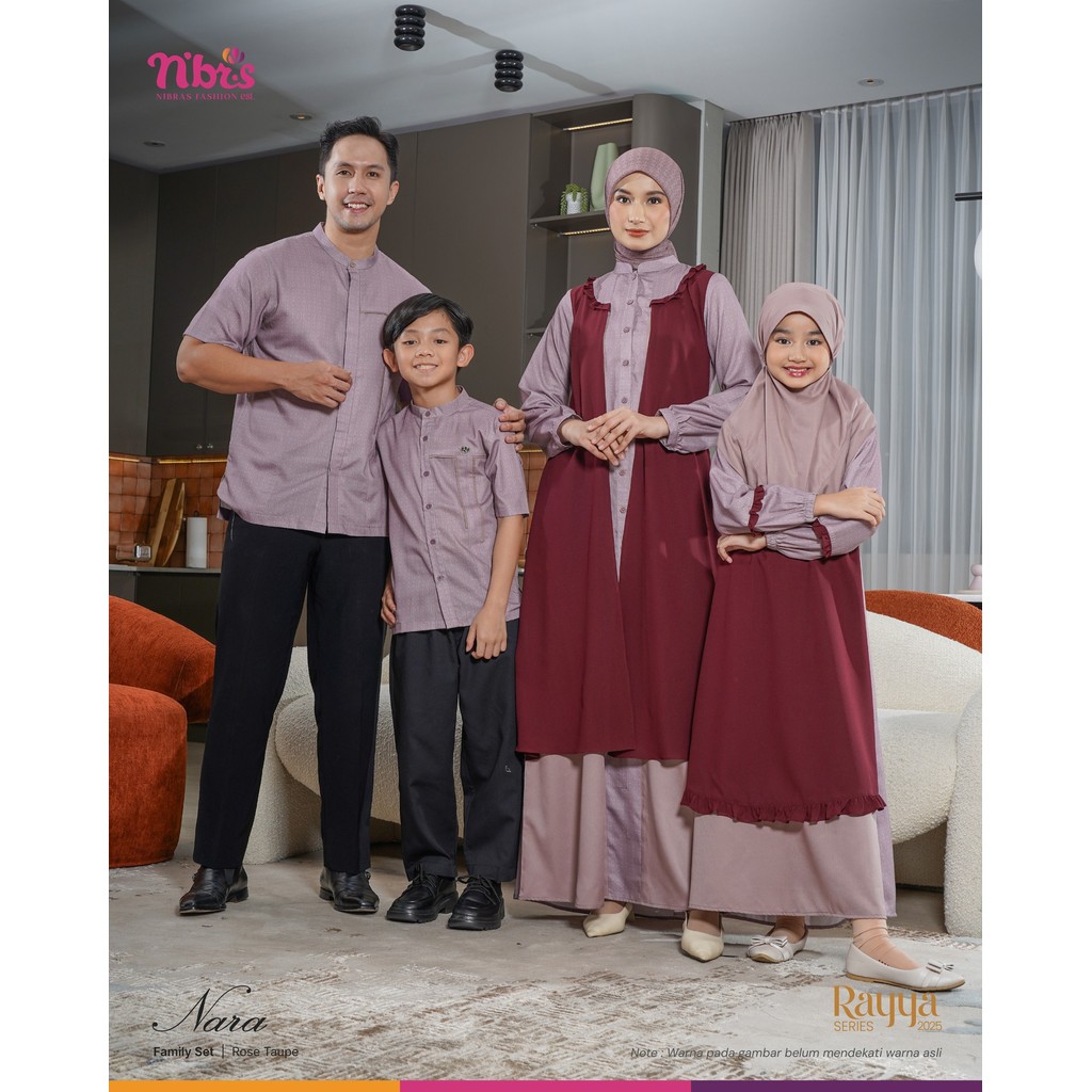 Jual SARIMBIT NIBRAS NARA ROSE TAUPE / MODEL COUPLE SERAGAM KELUARGA TERBARU 2025 | Shopee Indonesia