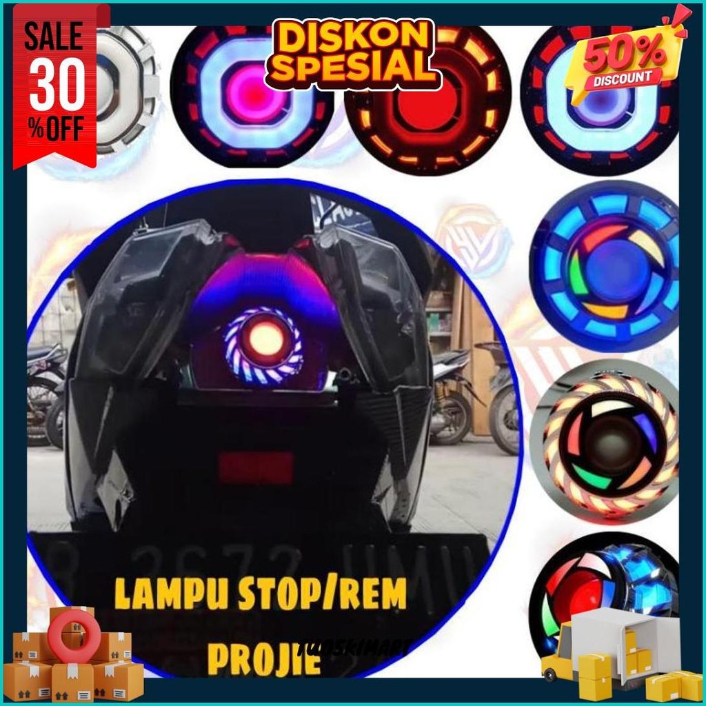 Jual Lampu Stop Rem Projie Rbr 2 Inchi Rainbow Spiral Bulat Kotak ...