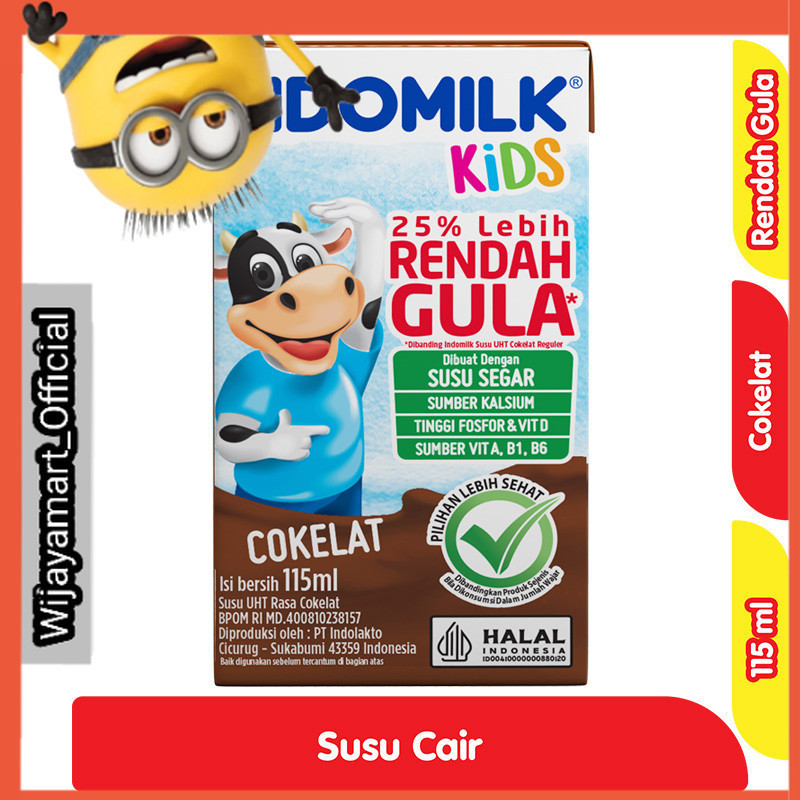 Jual Indomilk Kids Susu UHT Cokelat Rendah Gula Kotak 115 ml | Shopee Indonesia
