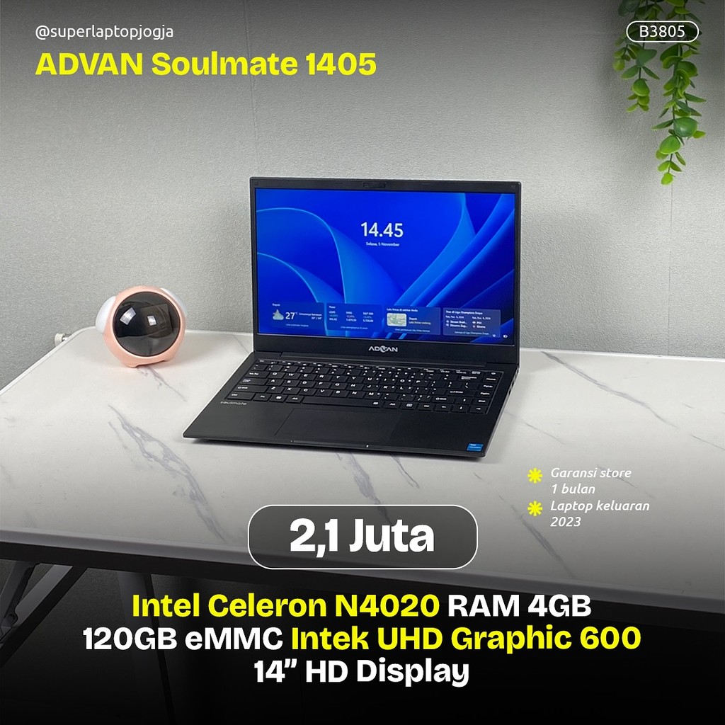 Jual ADVAN Soulmate 1405 intel celeron n4020 ram 4gb emmc 128gb ...