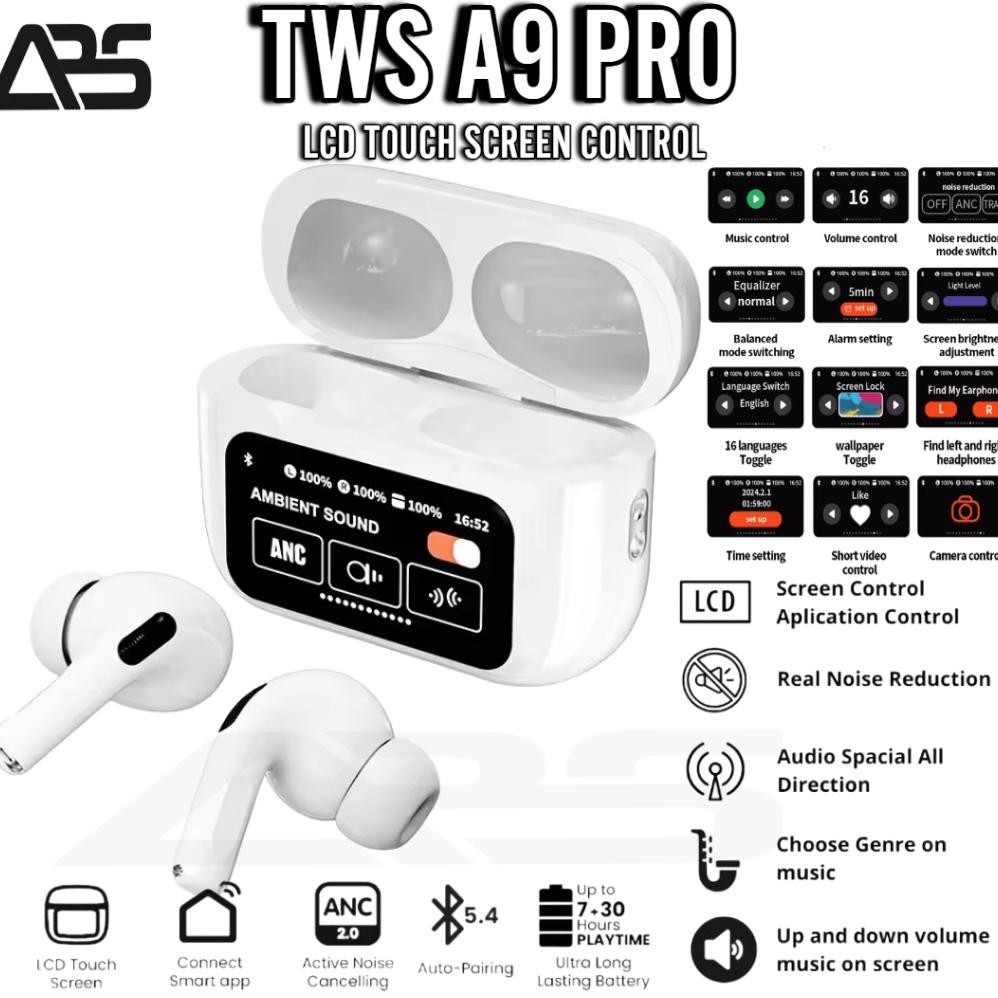 Jual TWS A9 Pro With Layar Charging Case - Noise Cancelling earbuds ANC ...