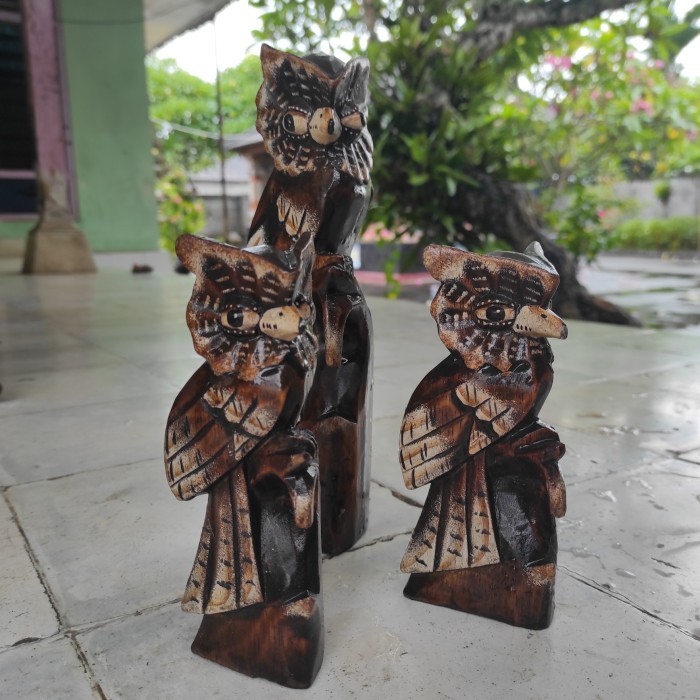 Jual New - Patung Burung Hantu 3 Set/Patung Kayu/Patung Owl/Patung Kayu ...
