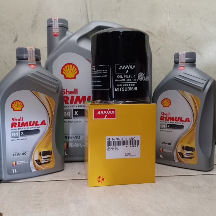 Jual Paket Oli Mobil Diesel Shell Rimula R4X 7 L + Filter Oli Pajero ...
