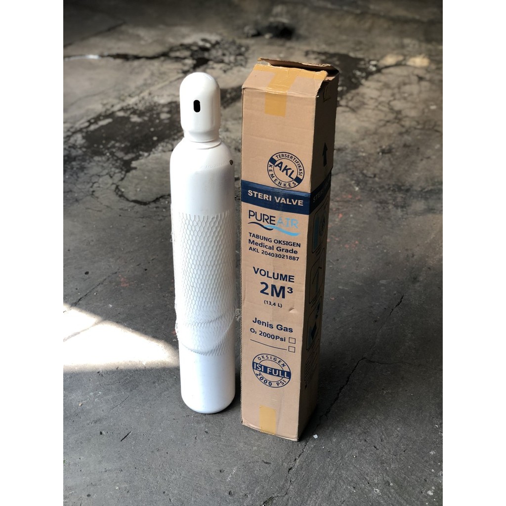 Jual Tabung Oksigen (O2) 2m3 + Isi Oksigen Medis, merk Pure Air (baru ...