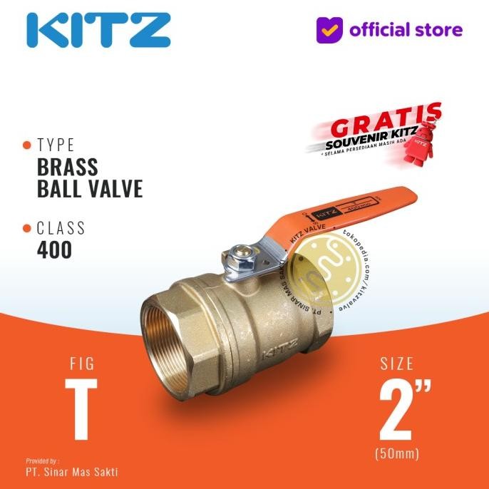 Jual KITZ Brass Ball Valve Fig. 400 T , 2" - 50A - 50mm , Drat / Screw ...