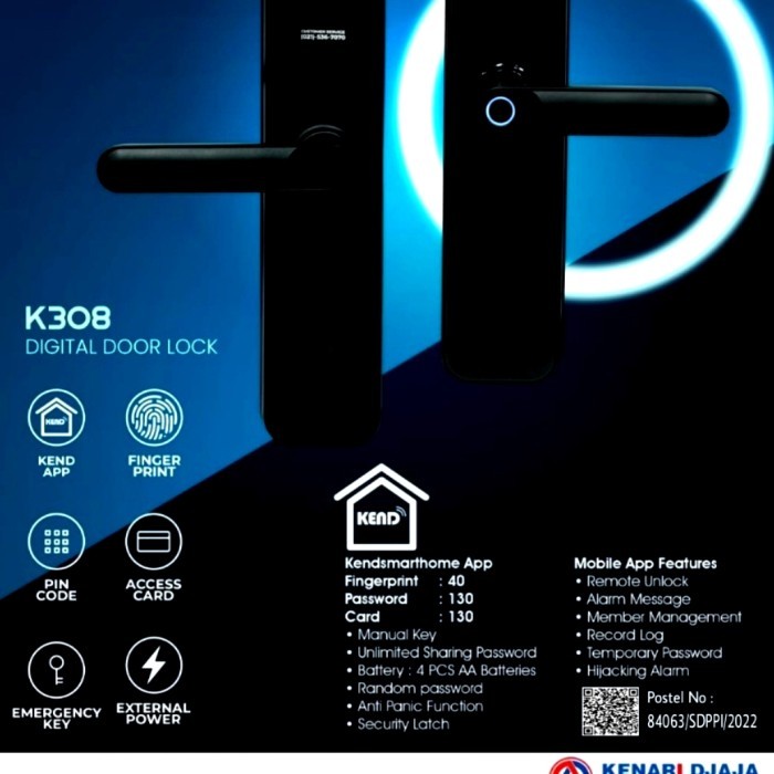 Jual Kunci Digital Original Kend K308 - Kend K-308 Smart Digital Doorlock | Shopee Indonesia