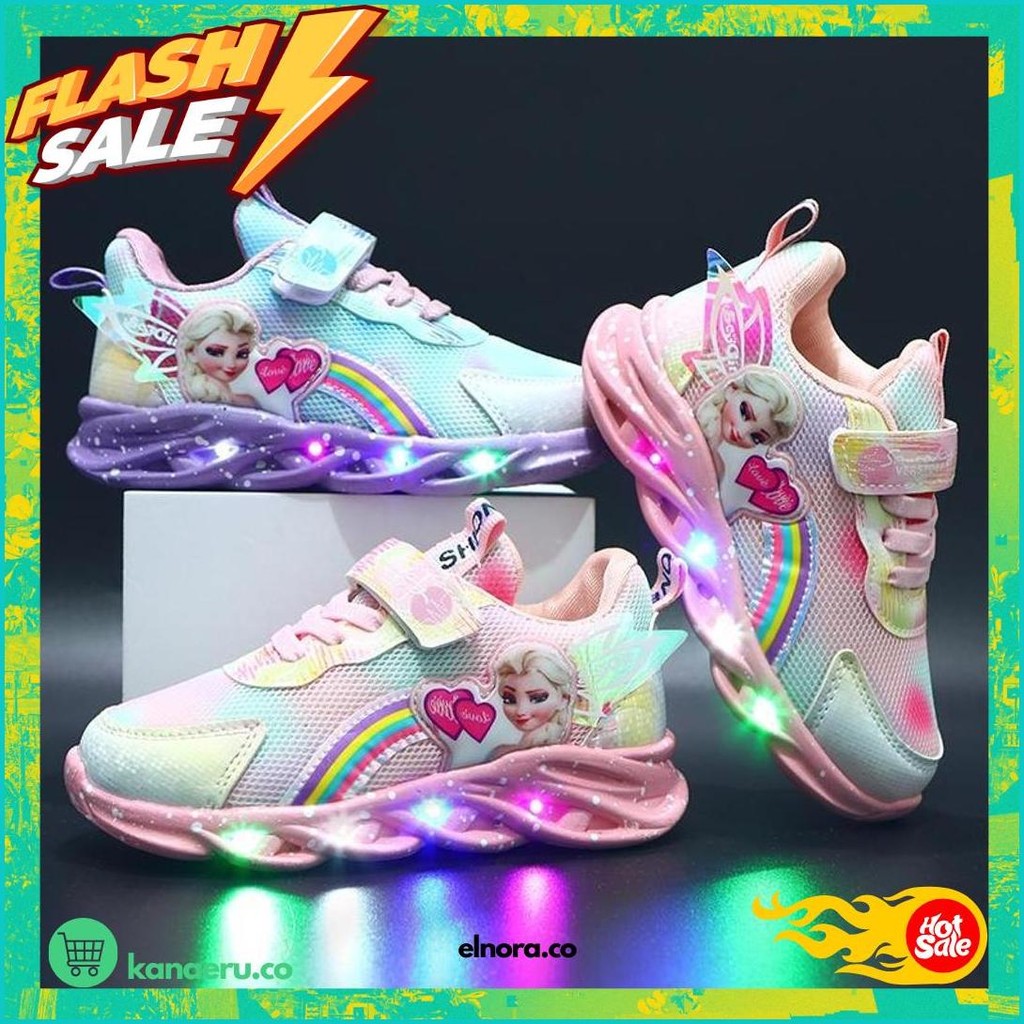 Jual Littlebear Sepatu Anak Perempuan Princess Frozen Led Menyala ...
