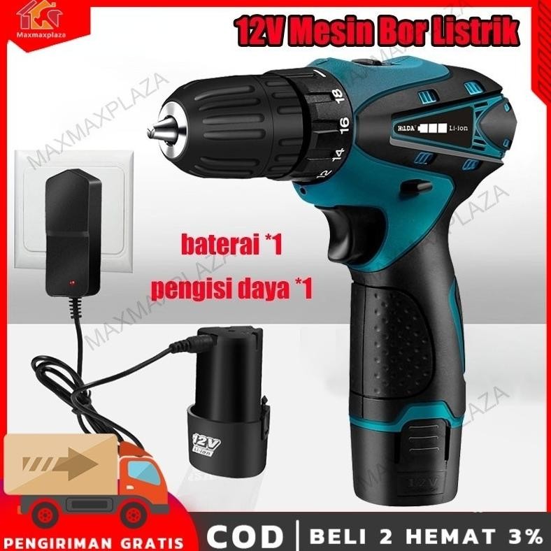 Jual Mesin Bor Cordless 12V Mini Cordless Drill Wireless Mesin Bor ...