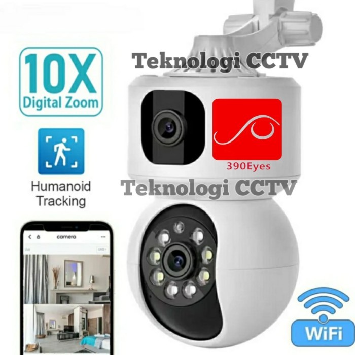 Jual CCTV Kamera 390Eyes Dual Lens Wifi 360 Derajat Pemantau Jarah Jauh ...