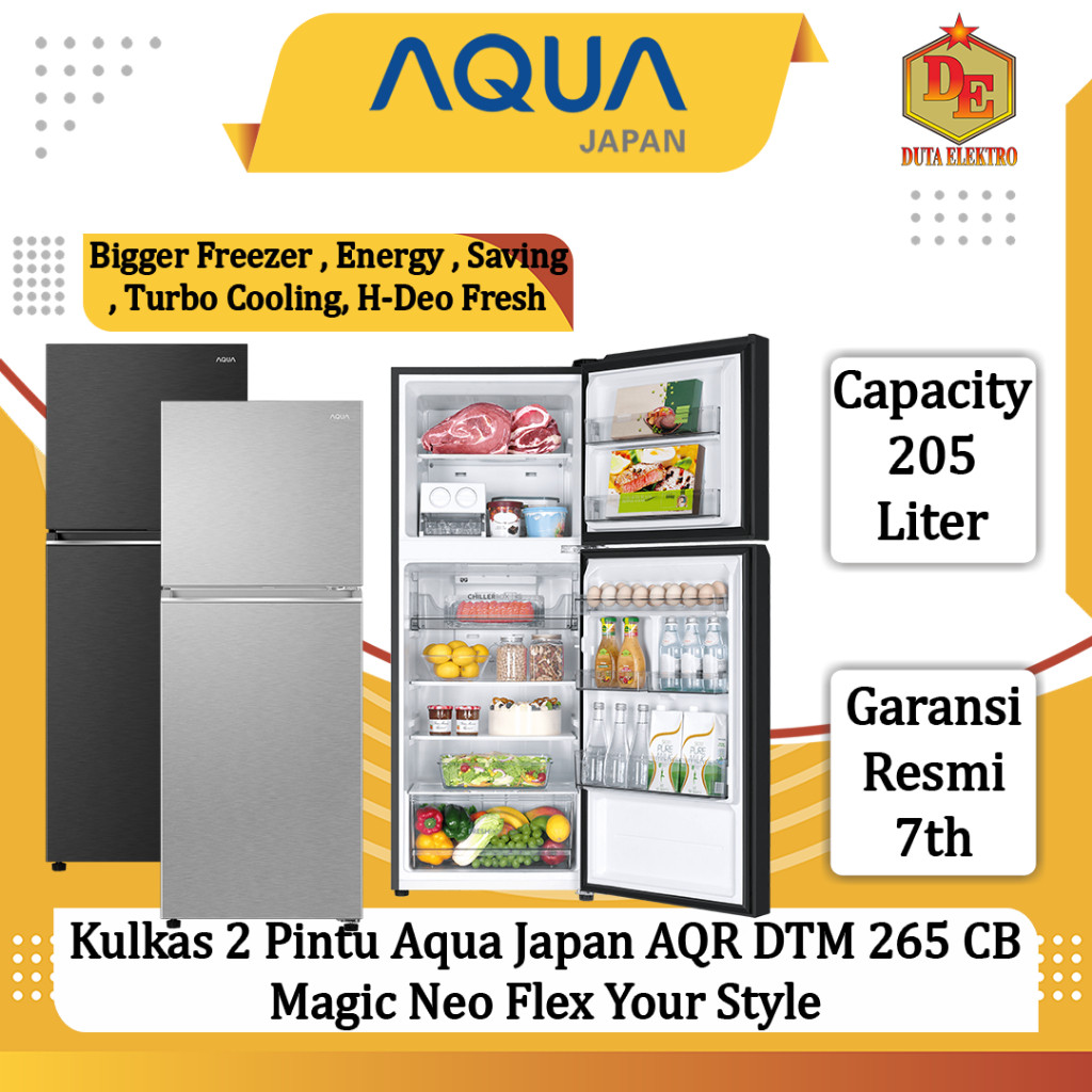 Jual Kulkas 2 Pintu Aqua Japan AQR DTM 265 CB Magic Neo Flex Your Style | Shopee Indonesia