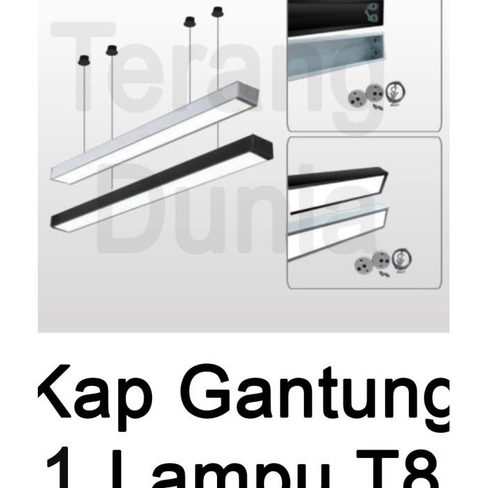 Jual Kap Lampu Tl Gantung Single Kap Balok Neon Led Lampu Gantung Neon ...