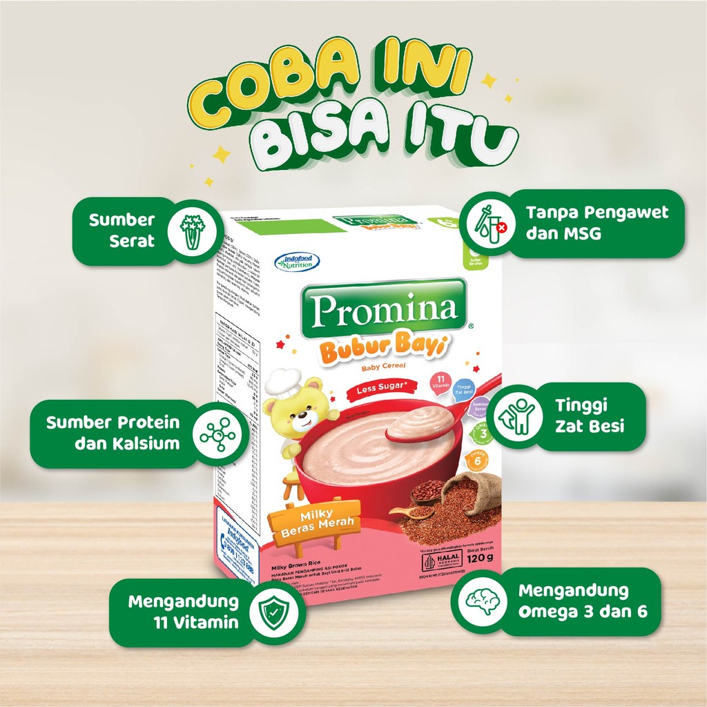 Jual Promina Bubur Bayi 6+ Beras Merah Box 120 g x 1 Pcs | Shopee Indonesia