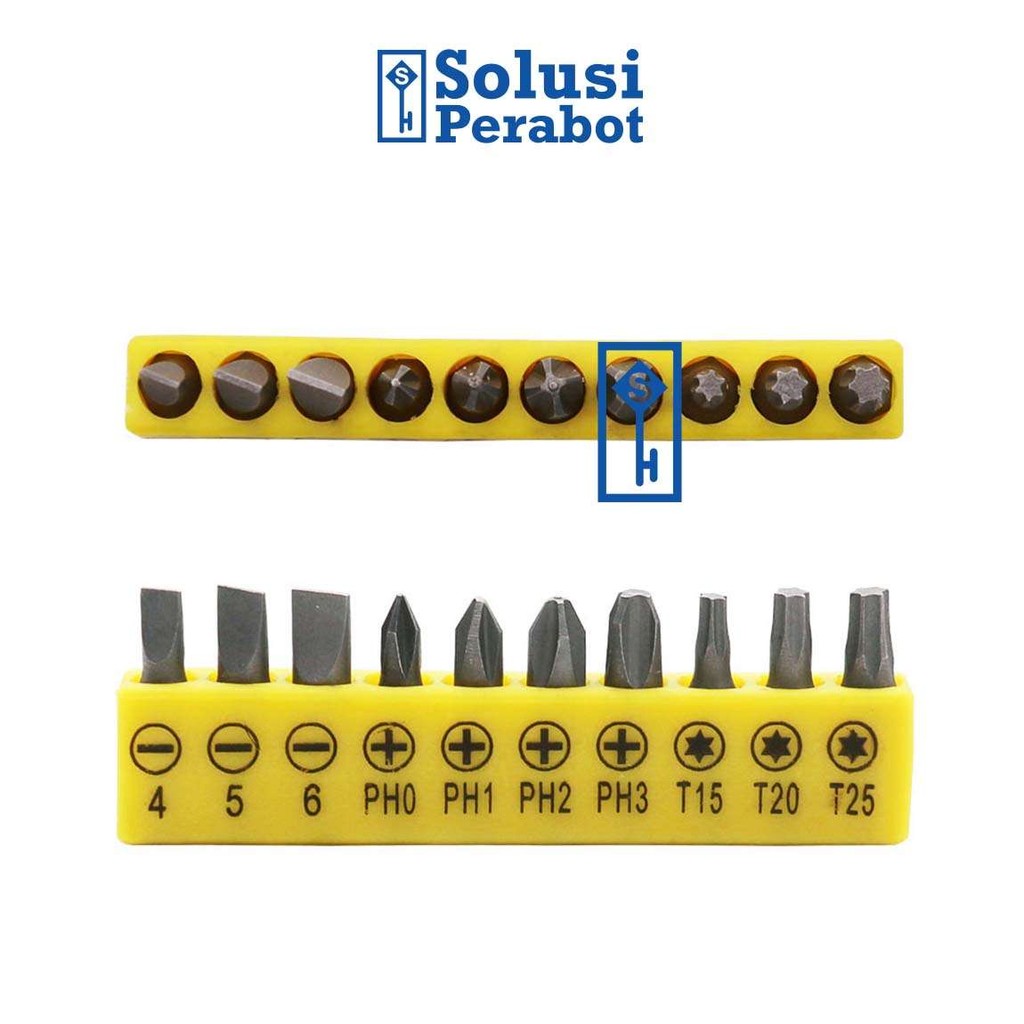 Jual Mata Obeng Set 10pcs 6.35mm AD86 SP / Bit Screwdriver Bor Cordless ...