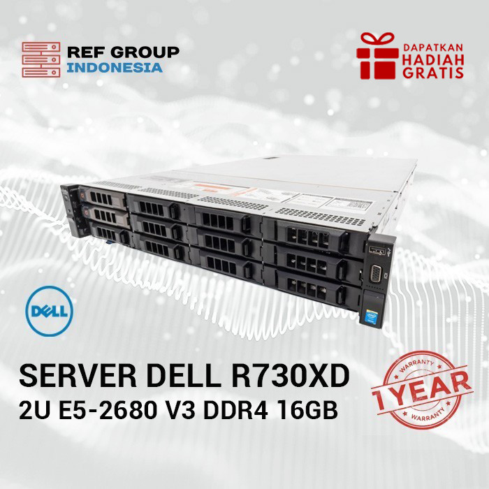 Jual Server Dell R730xd 2U 12x3.5" 2x E5-2680 v3 DDR4 16Gb|GARANSI 1 Tahun | Shopee Indonesia