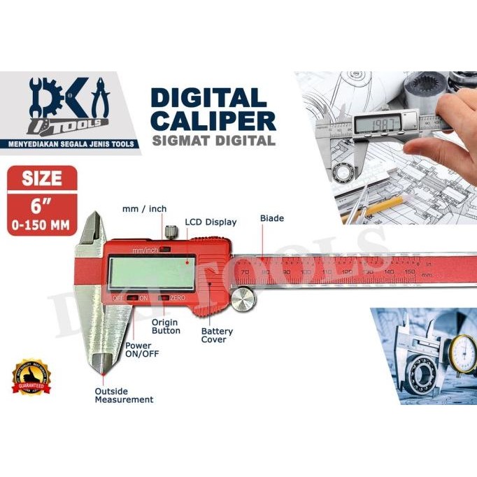 Jual Sigmat Digital Stainless Vernier Caliper Jangka Sorong Alat Ukur 150mm | Shopee Indonesia