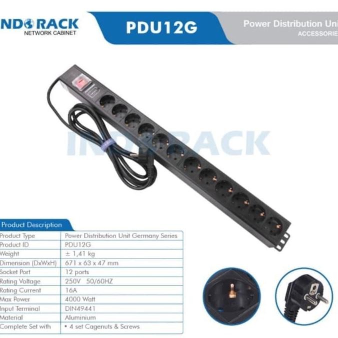 Jual INDORACK PDU12G PDU 12G Power Distribution Unit 12 Outlet Colokan Rack Murah | Shopee Indonesia