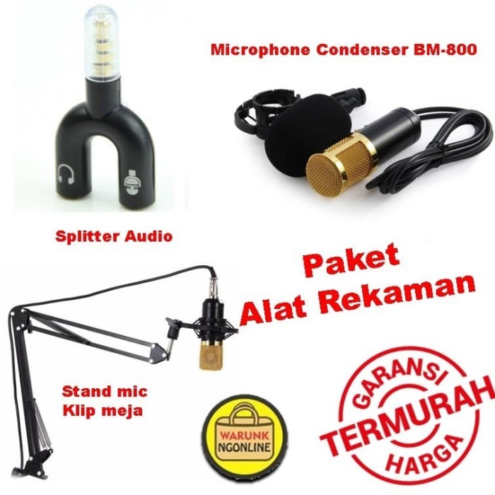 Jual Paket alat rekaman nyanyi - youtuber - mic BM-800 - Splitter ...
