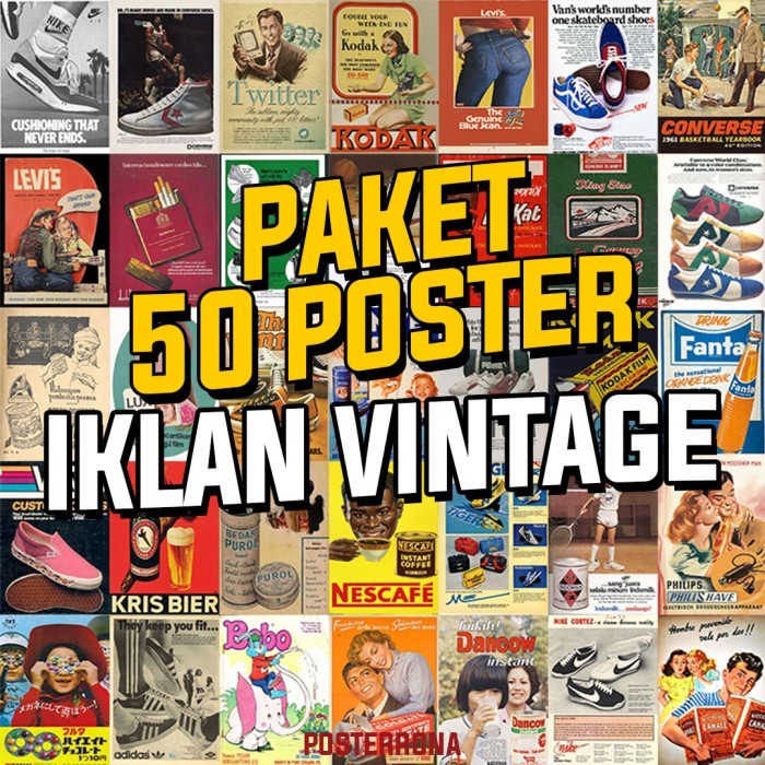 Jual KOMPLIT [50 PCS] POSTER IKLAN JADUL VINTAGE RETRO SERIES | Shopee ...