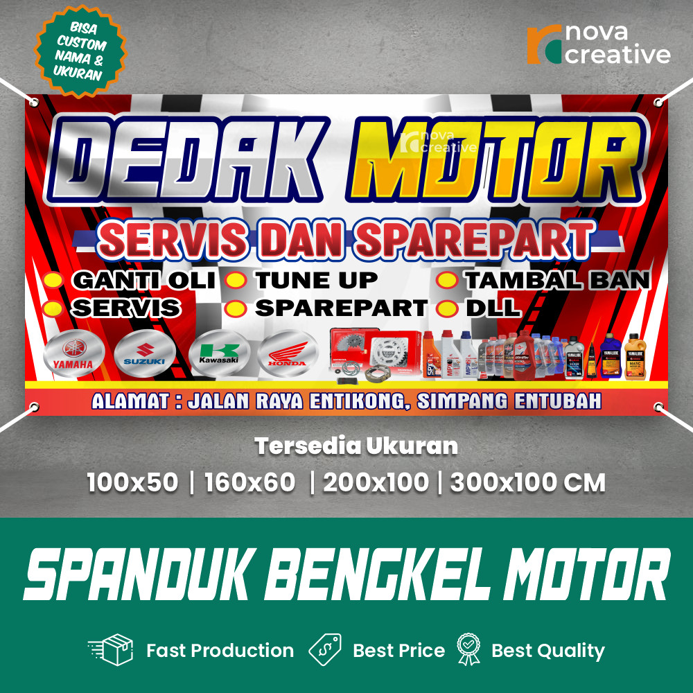 Jual Cetak Banner Bengkel Motor Spanduk Custom Gratis Desain | Shopee ...