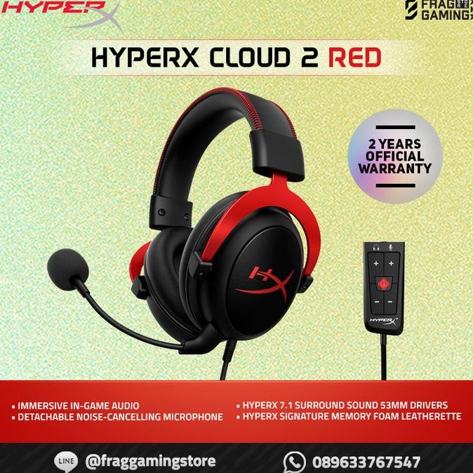 Jual BEBAS ONGKIR - HyperX Cloud 2 Red / II RED Gaming Headset | Shopee ...