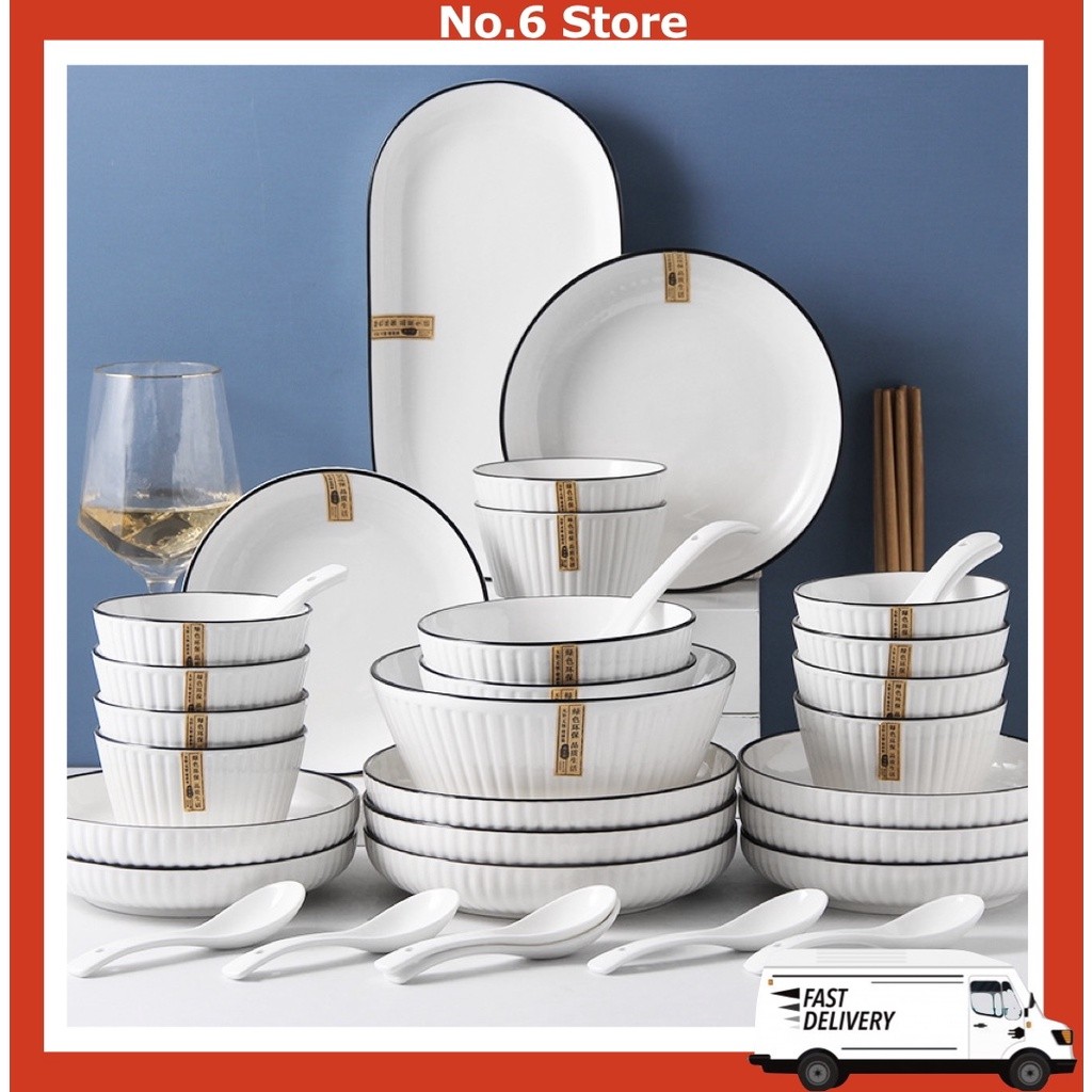 Jual Set Peralatan Makan Keramik Nordik Gaya Jepang Mangkuk Keramik ...