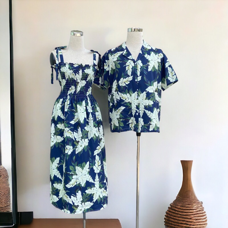 Jual Sepasang kemeja bermotif bunga pria yang sangat imut dan rok dasi ...