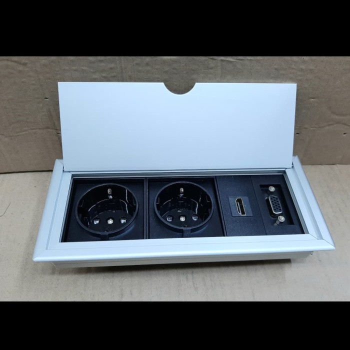 Jual stop kontak meja socket hdmi vga 2 stop kontak power16A | Shopee ...