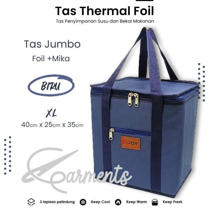 Jual TAS BEKAL THERMAL FOIL+MIKA WARNA BIRU SIZE-XL 40CM X 25CM X 35CM ...