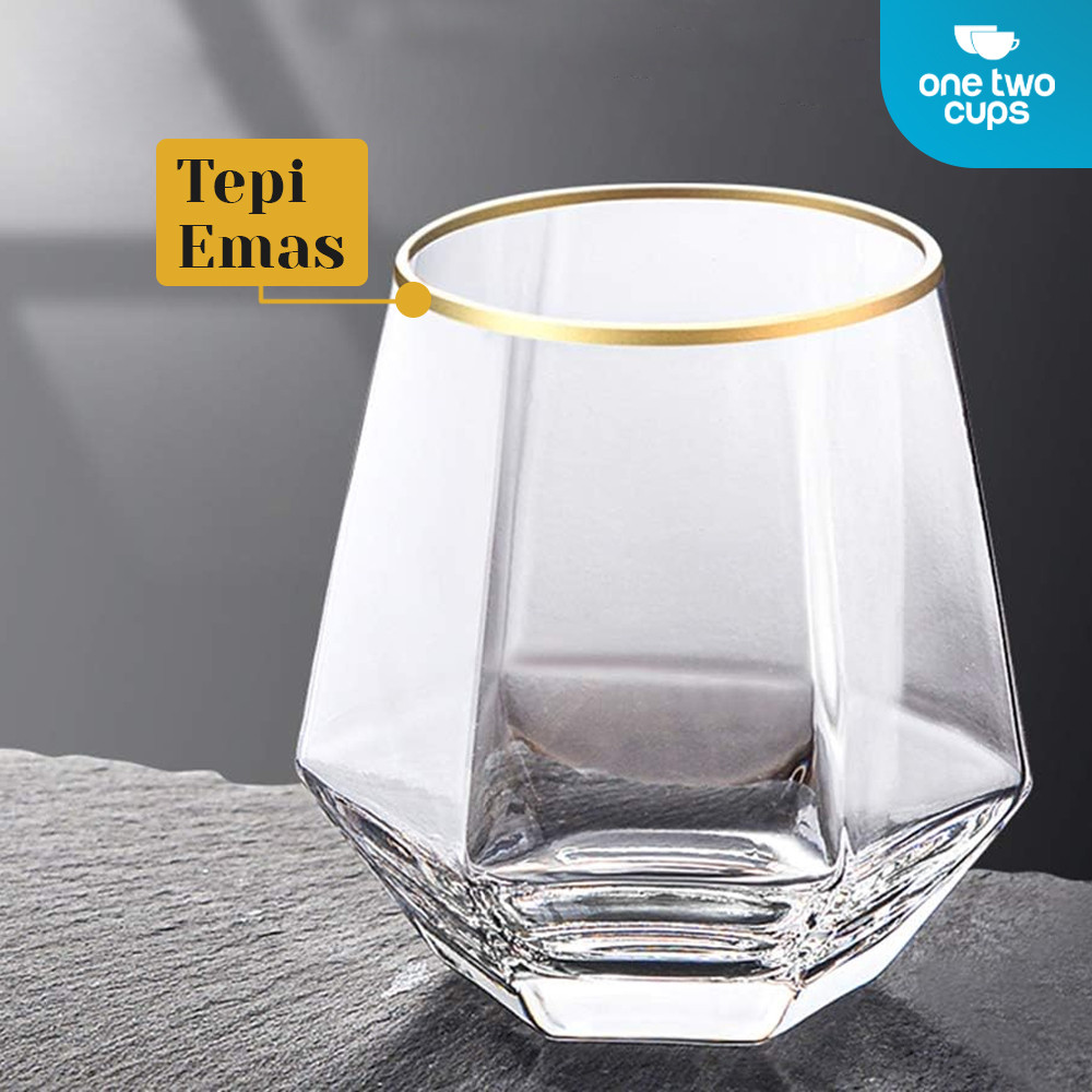 Jual One Two Cups Gelas Minuman Diamond Crystal Borosilicate Glass 310ml Style 1 - GW107 ...