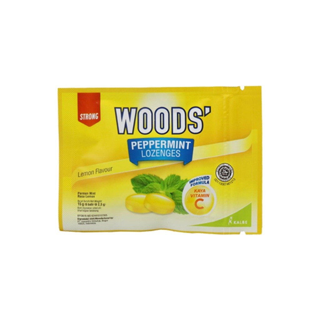 Jual WOODS PEPPERMINT LOZENGES LEMON FLAVOUR VIT C 15G / PERMEN PELEGA ...