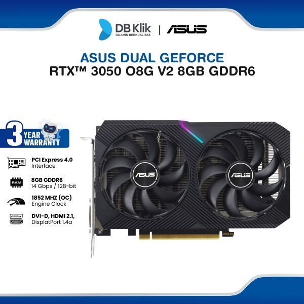 Jual Asus Vga Card Dual Rtx 3050 O8G V2 8Gb Gddr6 Hdmi Dp | Shopee ...