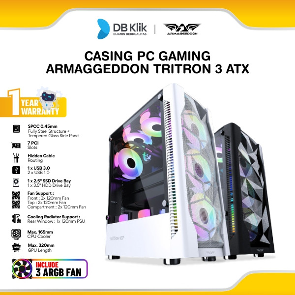 Jual Armaggeddon Casing Pc Gaming Tritron 3 Atx With Argb Fan | Shopee ...