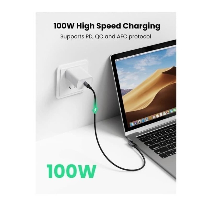 Jual Ugreen Kabel Charger Usb-C To Angled Usb-C 1M 5A 100W (70643 ...