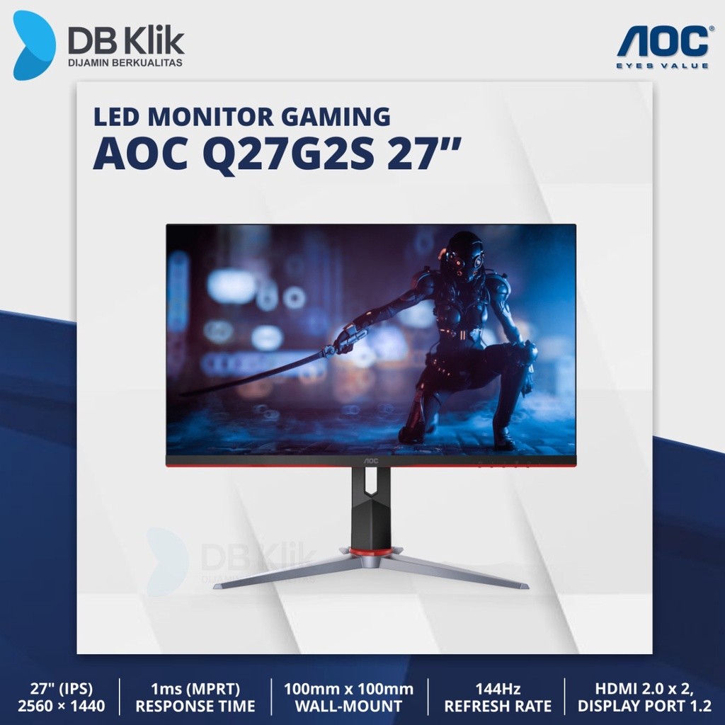 Jual Aoc Led Monitor Q27G2S 27 Inch Ips 155Hz Qhd Hdmi Dp - Q27G2S/70 ...