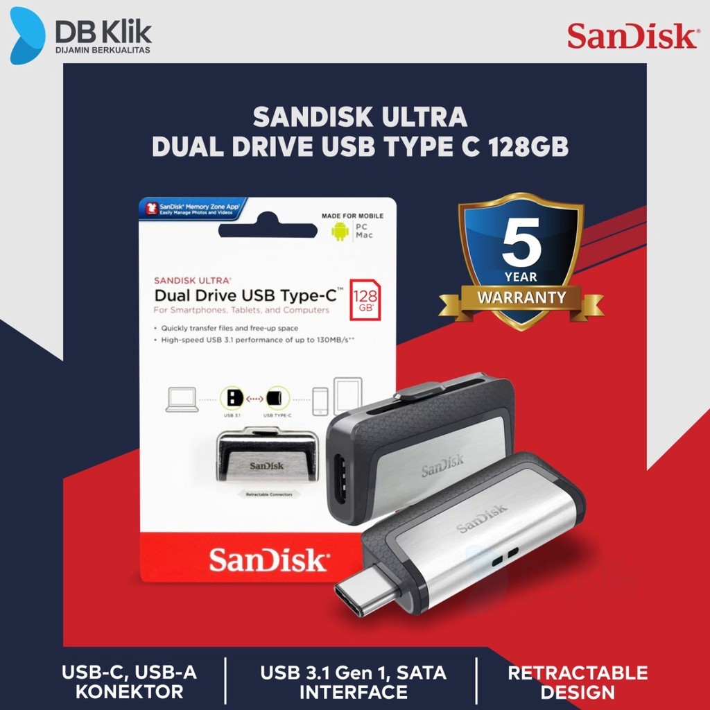 Jual Sandisk Flashdisk Otg Ultra Dual Drive 128Gb Usb 3.1 Type-C ...