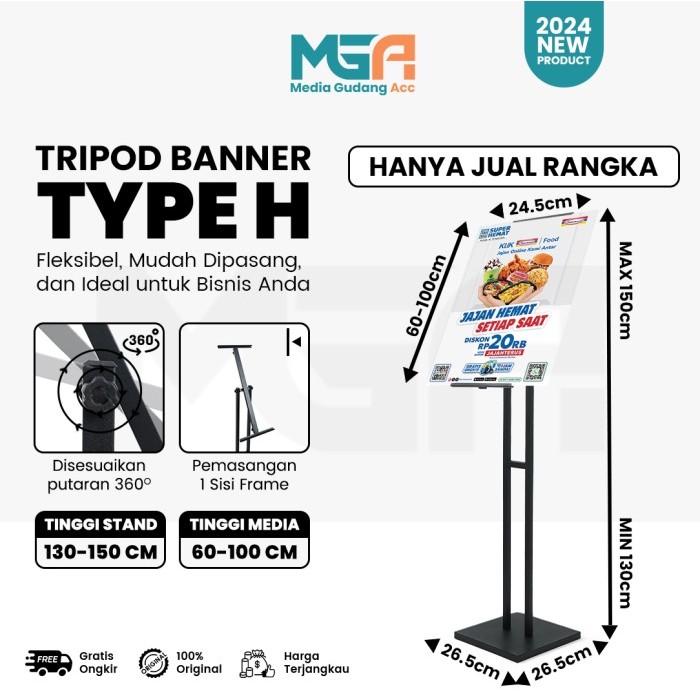 Jual HARGA DISC - TRIPOD BANNER / TRIPOD BANNER MODEL H / STAND BANNER ...