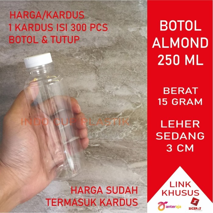 Jual Botol Almond 250 Ml / Botol Plastik 250 Ml Almond (15Gr) (Expedisi ...