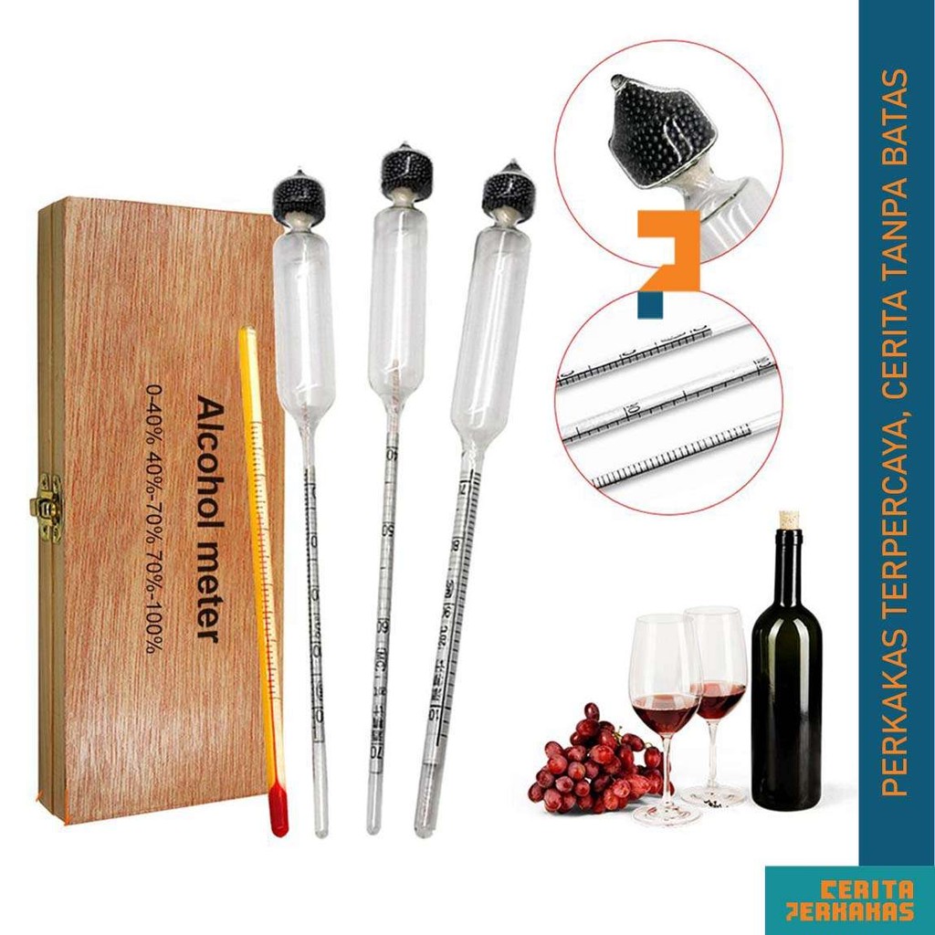 Jual Alkoholmeter Hydrometer 4 in 1 CP / Alcohol Meter Alat Uji Kadar ...