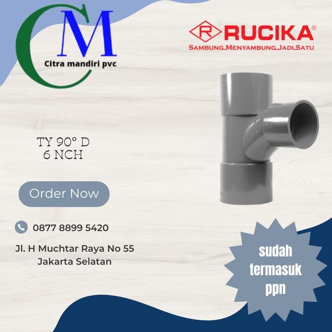Jual FITTING PVC RUCIKA TY - TEE Y - LARGE RADIUS TEE 6 X 6 - D-LT 90 ORIGINAL DAN TERPERCAYA ...