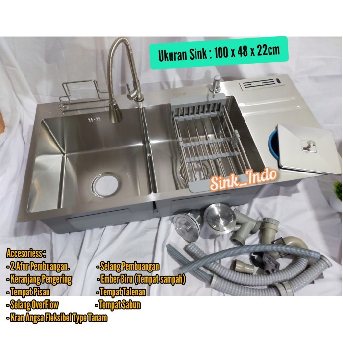 Jual Produk Ready Bak cuci piring 2 lubang Sink 100cm Kitche Westafel ...