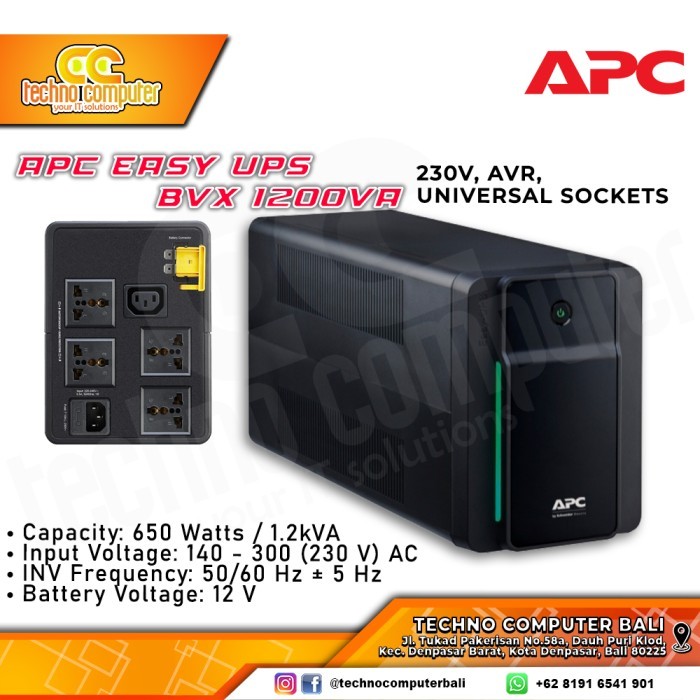 Jual UPS APC Easy UPS BVX1200LI-MS UPS 1200VA, 230V, AVR, Universal ...