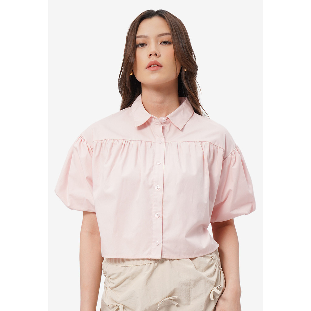 Jual COLORBOX Balloon Short Sleeve Blouse Lt. Pink | Shopee Indonesia